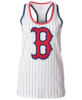 5th & Ocean Women's Boston Red Sox Pinstripe Glitter Tank Top - Macy's