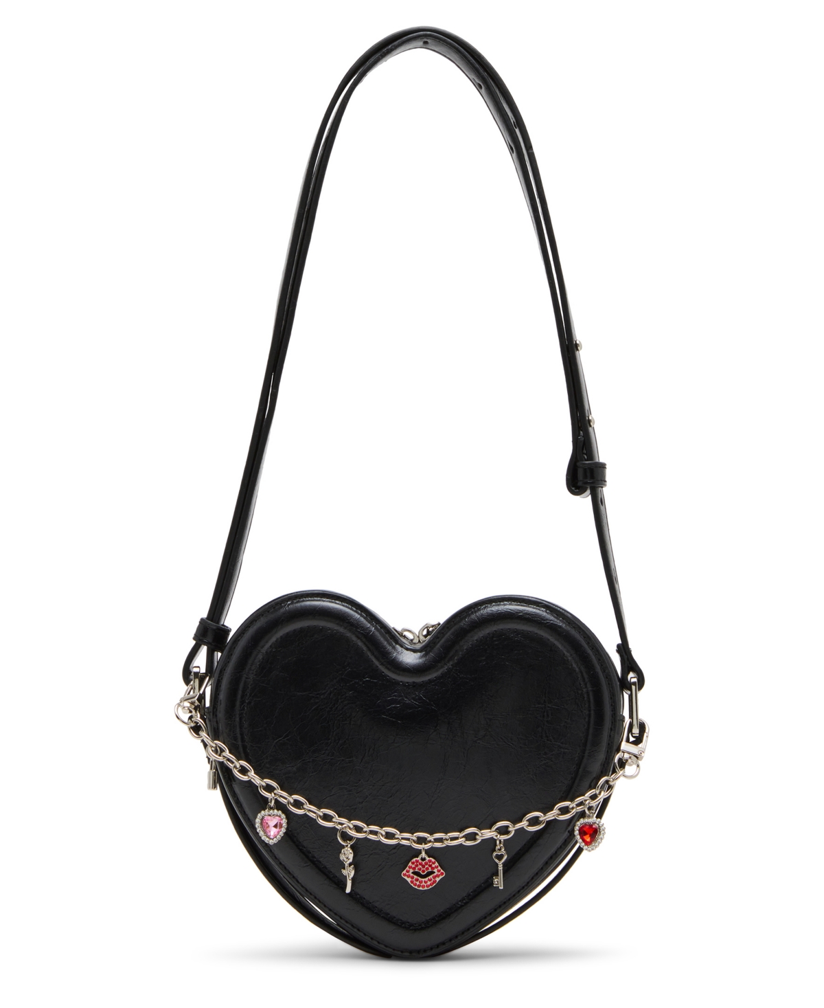 Click here for Madden Girl Fran Heart Crossbody Bag - Black prices