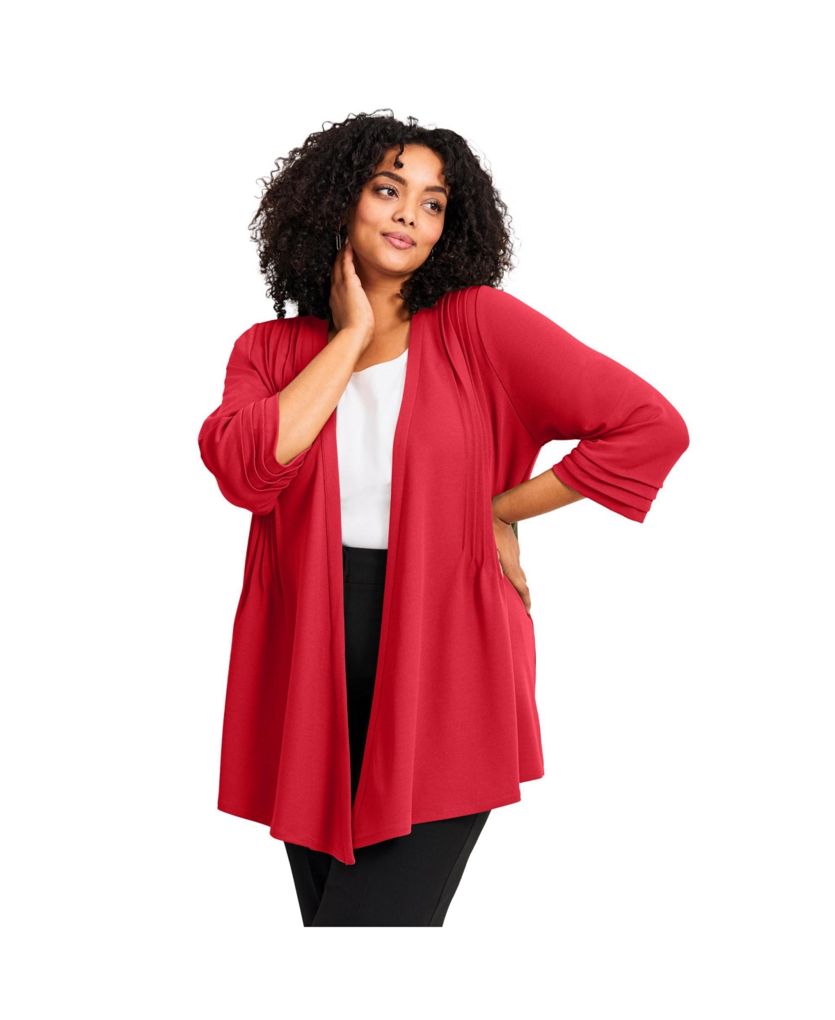 Click here for Avenue Plus Size Cascade Jacket - Vibrant red prices