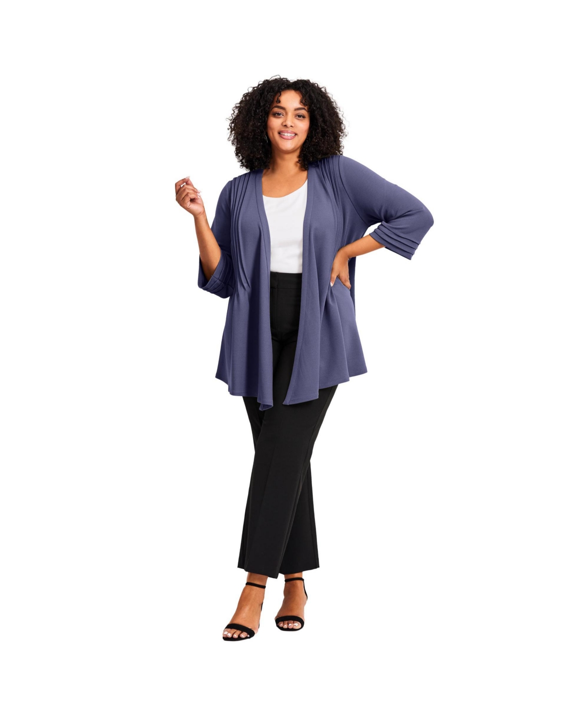 Click here for Avenue Plus Size Cascade Jacket - Deep dusk prices