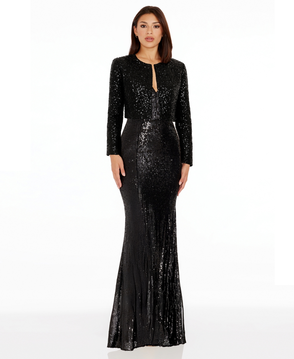 Click here for Dress the Population Womens Collarless Jacket - Bl... prices