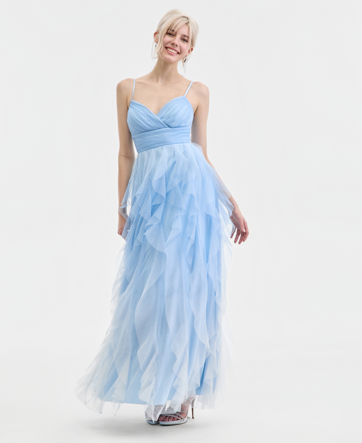 Click here for pear culture Juniors Ombre Spiral-Ruffled Gown - S... prices