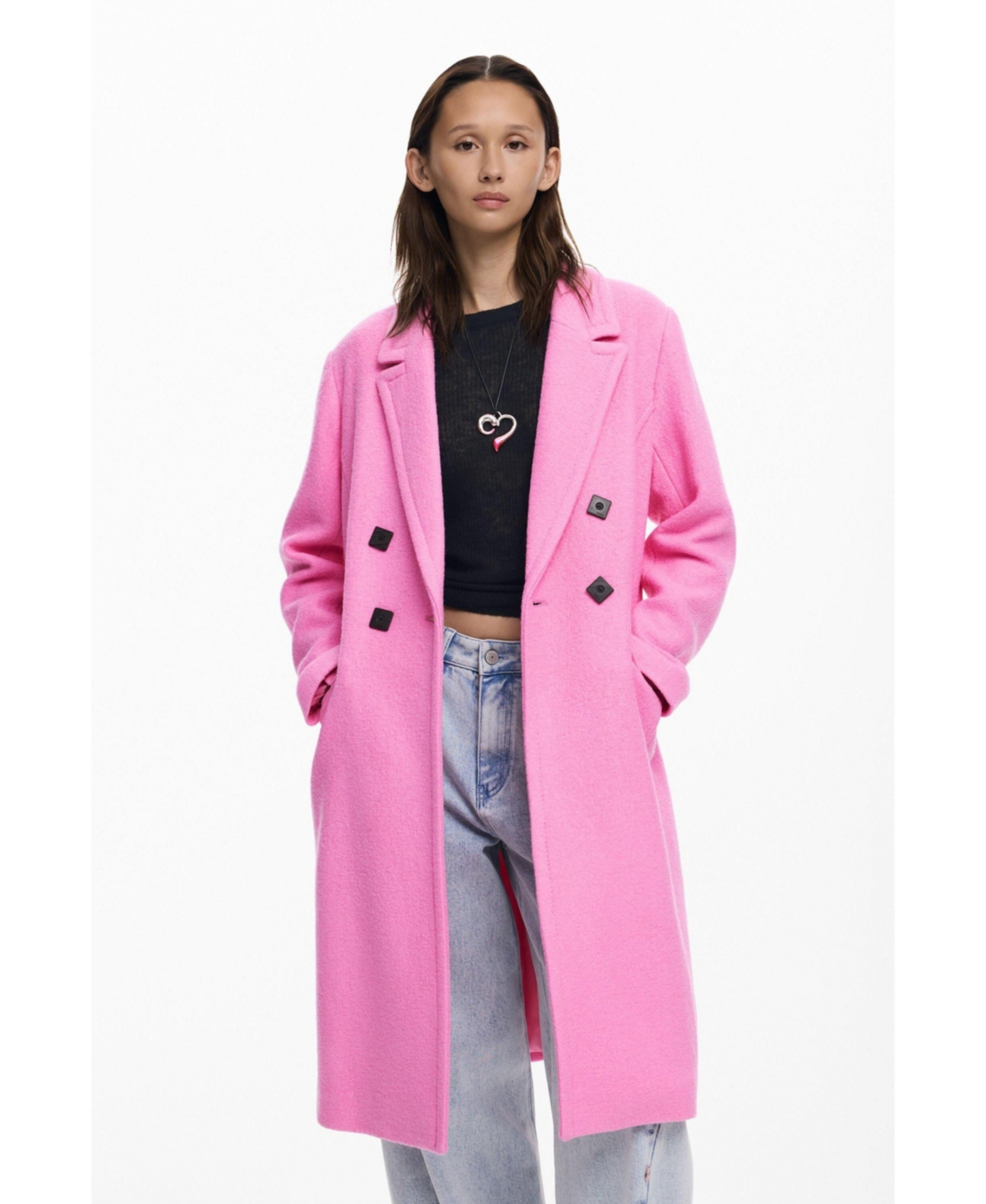 Click here for Desigual Womens Double-breasted coat with buttons... prices