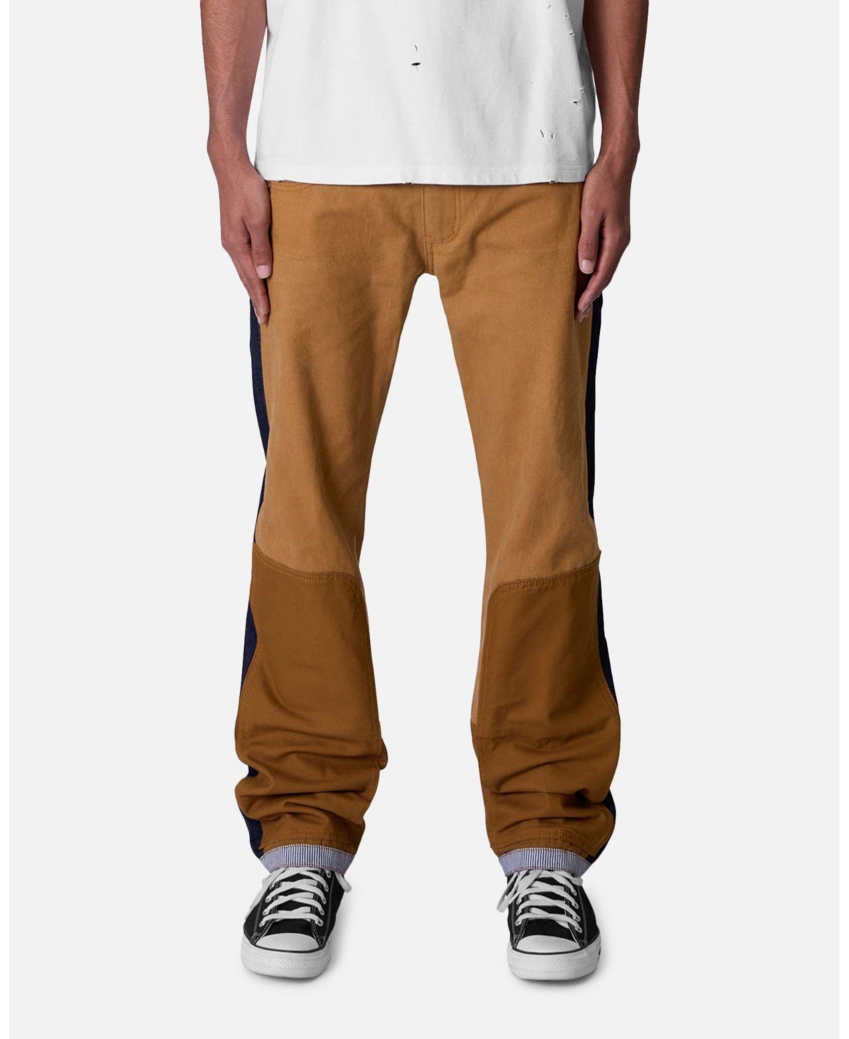 Click here for mnml Mens V727 Mixed Canvas Baggy Denim - Brown prices