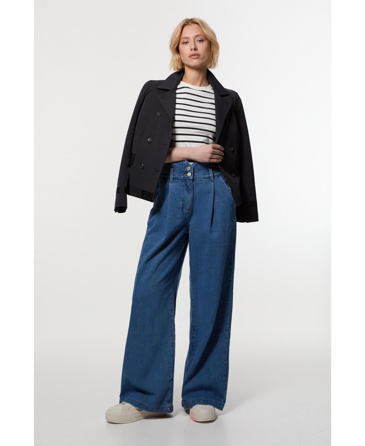 Click here for Karen Millen Womens Denim Wide Leg Trousers - Mid... prices