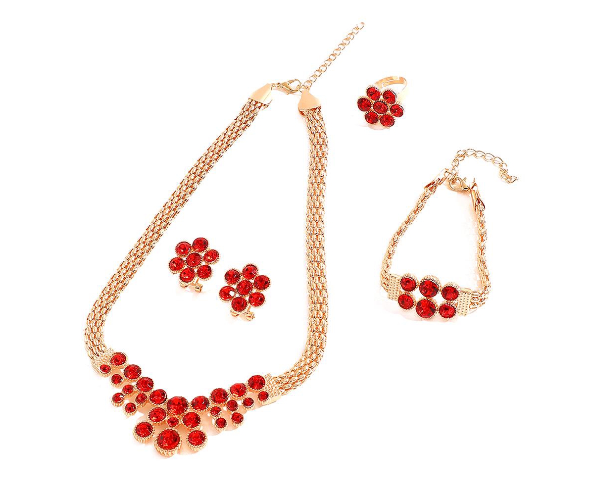 Click here for Sohi Womens Flower Jewellery Set - Red prices