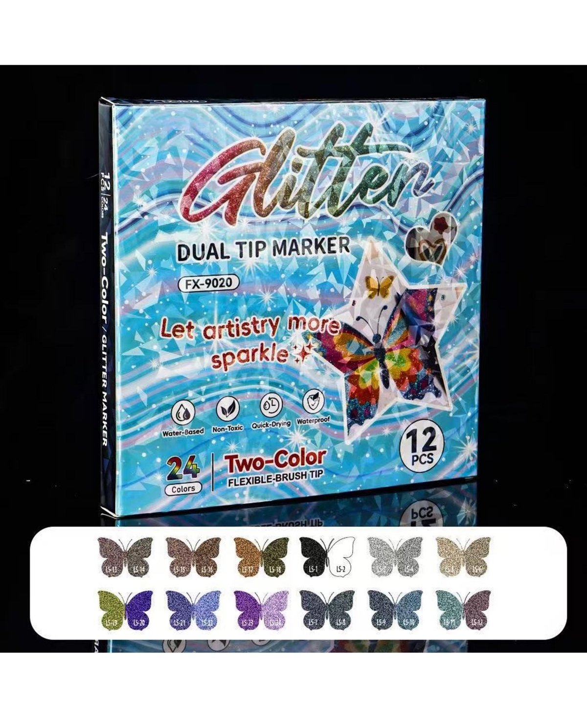 Click here for Htutwoo 12 Glitter Colors Double-Ended Brush Marke... prices