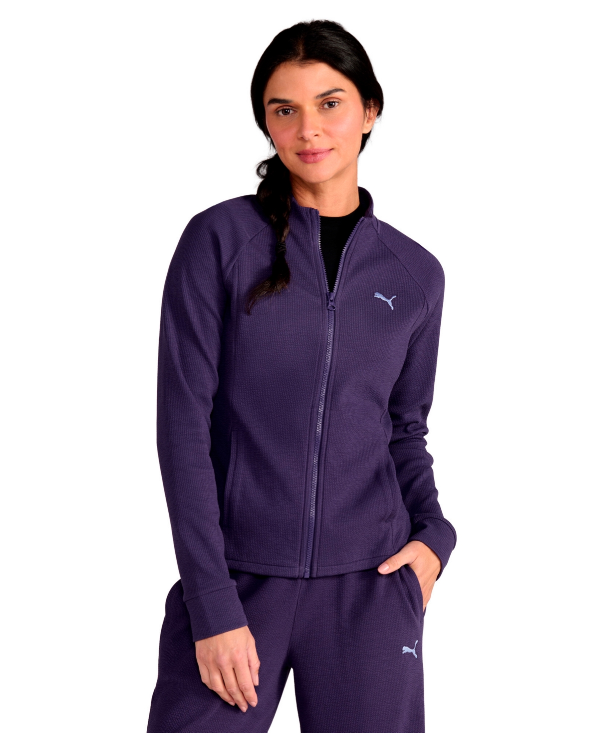 Click here for Puma Womens Textured Knit Full-Zip Jacket - Deep P... prices