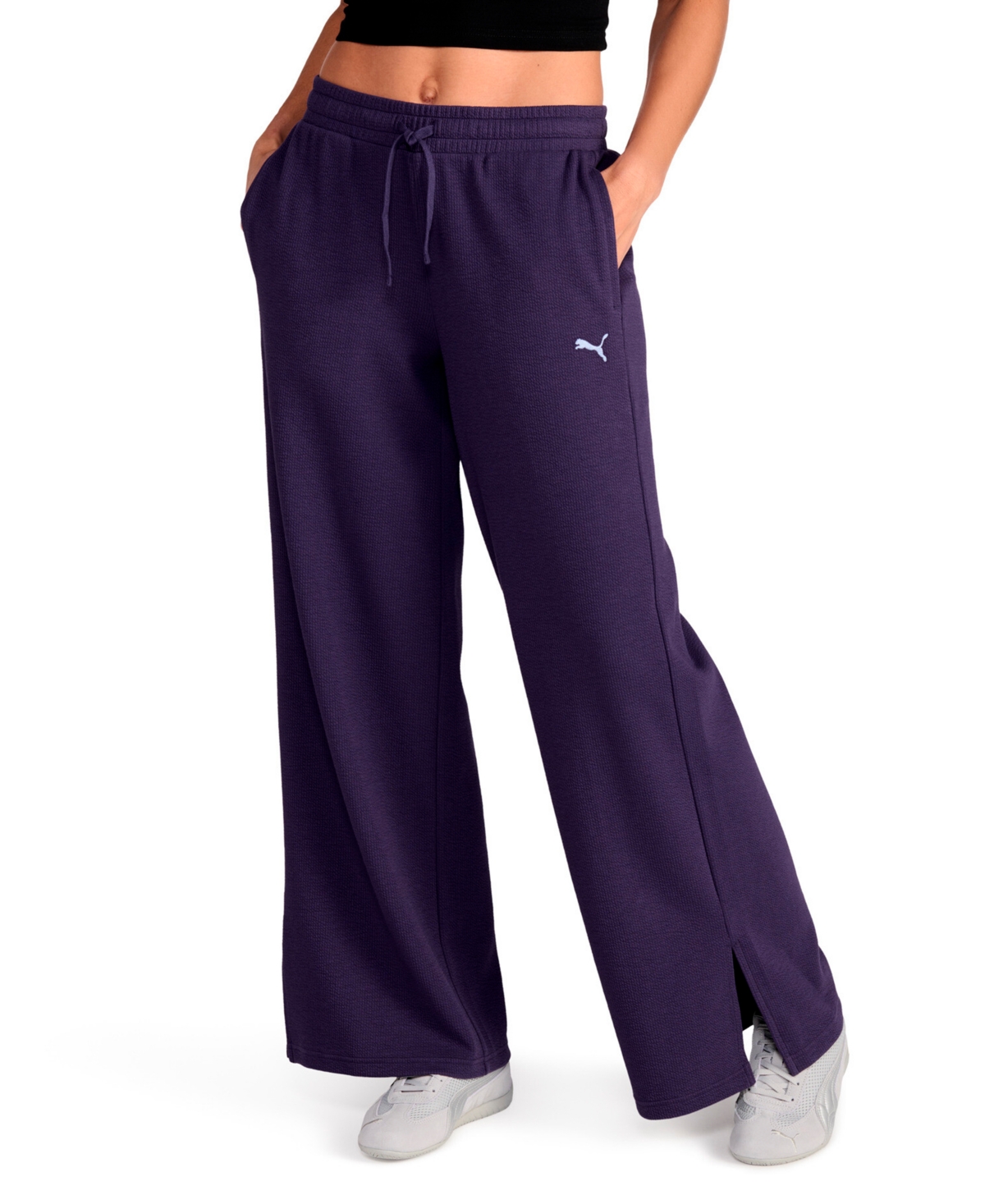 Click here for Puma Womens Textured Knit Wide Leg Pants - Deep Pl... prices