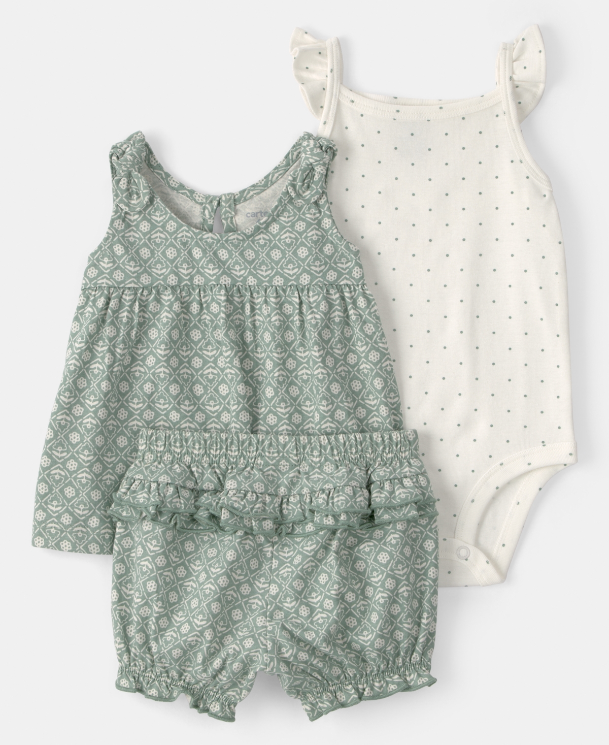Click here for Carters Baby Girls Printed Tank  Bodysuit and Shor... prices
