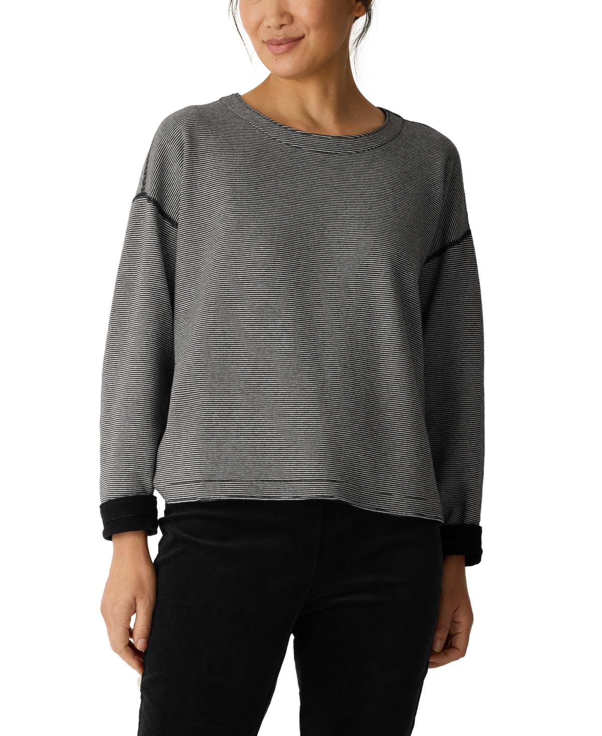 Click here for Eileen Fisher Womens Round Neck Reversible Top - B... prices