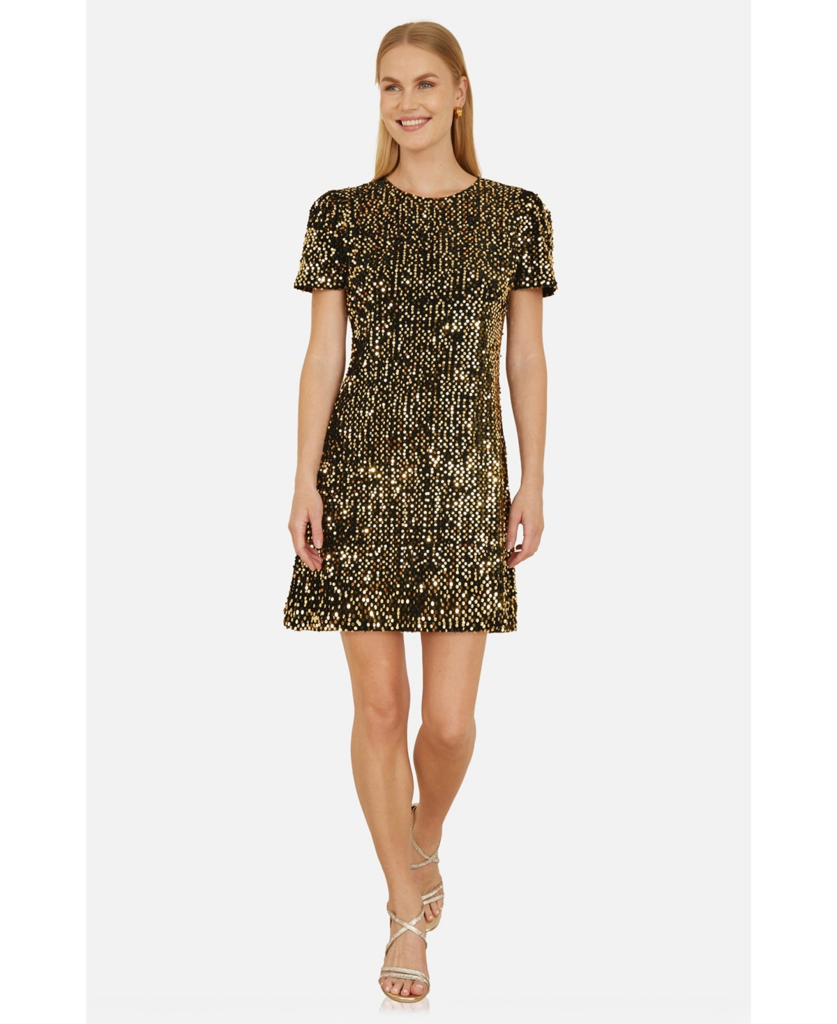 Click here for Yumi Womens Sequin Tunic Mini Dress - Gold prices