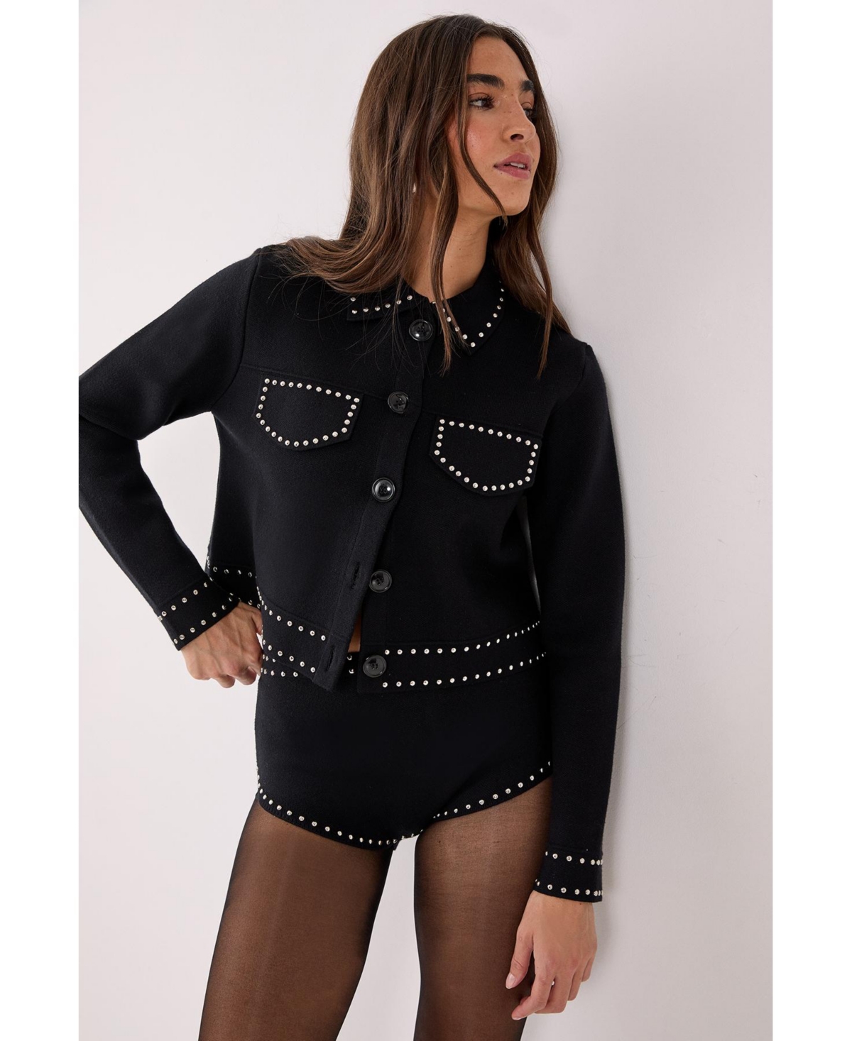Click here for Nasty Gal Womens Knitted Western Stud Detail Cardi... prices