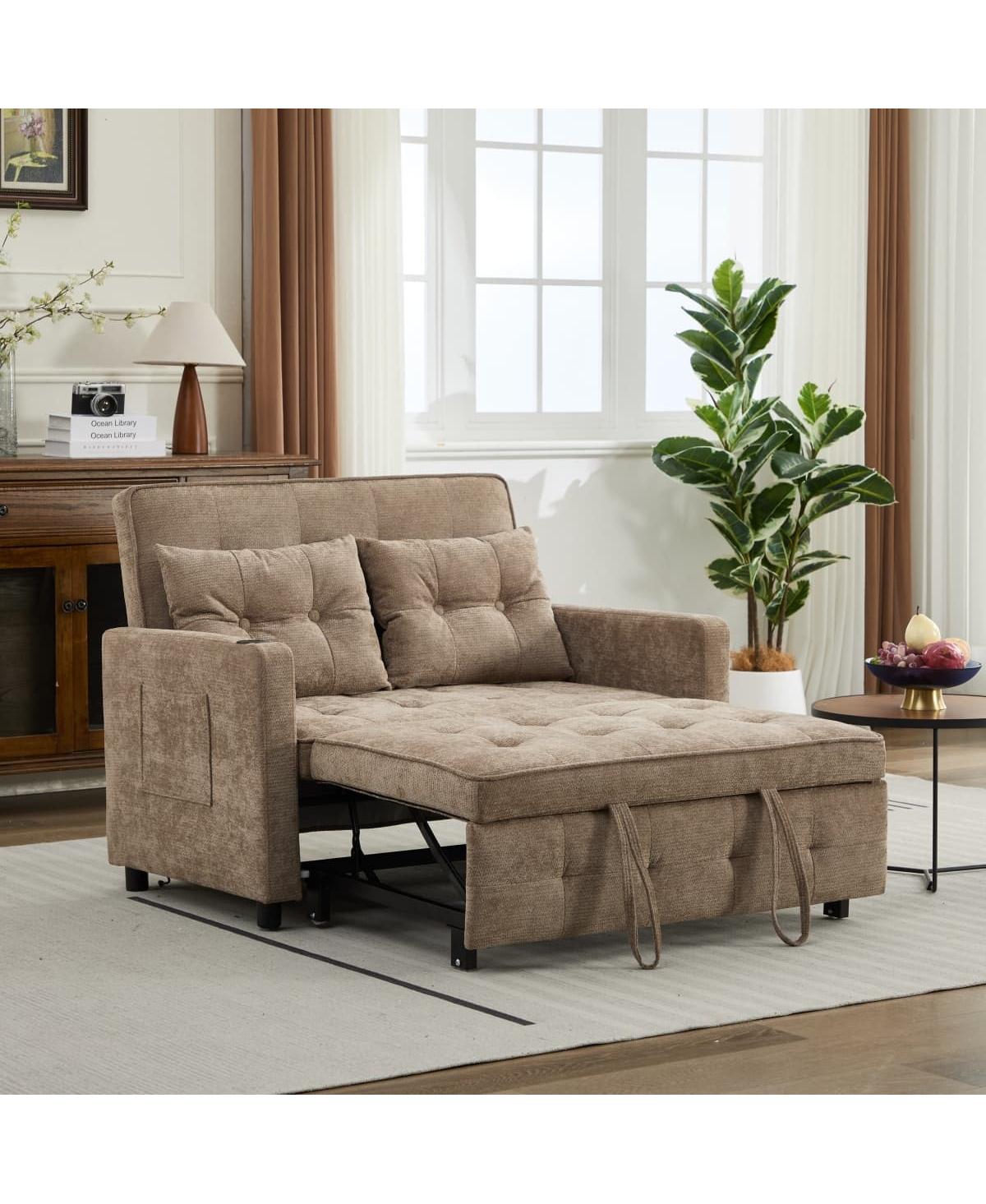 Click here for Linen Sleeper Sofa Bed  2-Seater Pull Out Sofa wit... prices