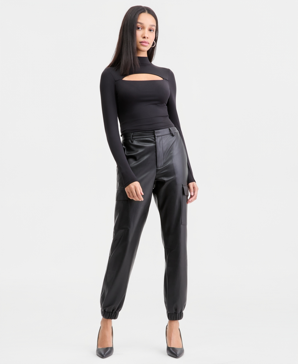 Click here for Bar Iii Womens Faux-Leather Jogger Pants  Macys Ex... prices