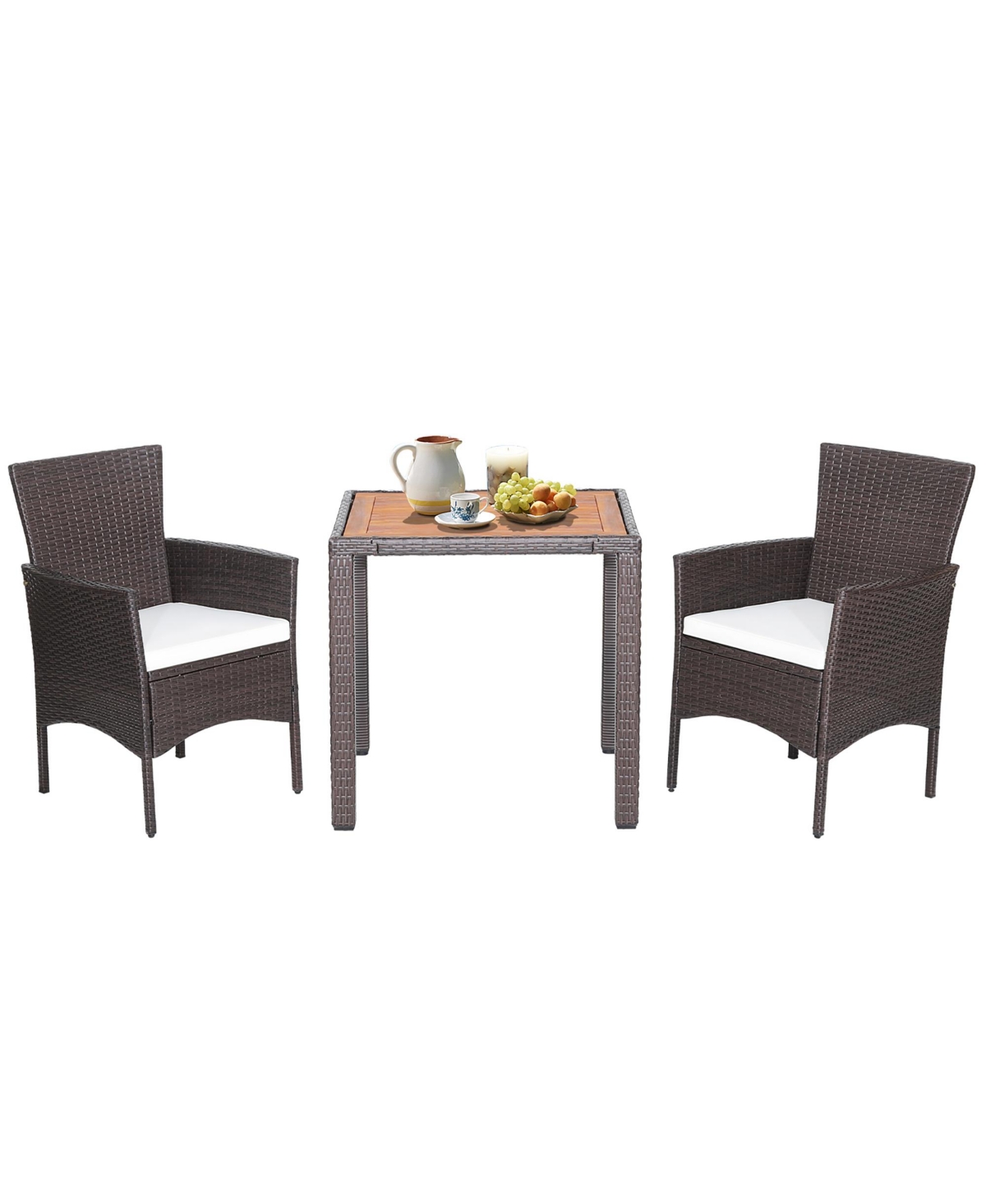 Click here for 3PCS Patio Wicker Dining Set Acacia Wood Table Top... prices