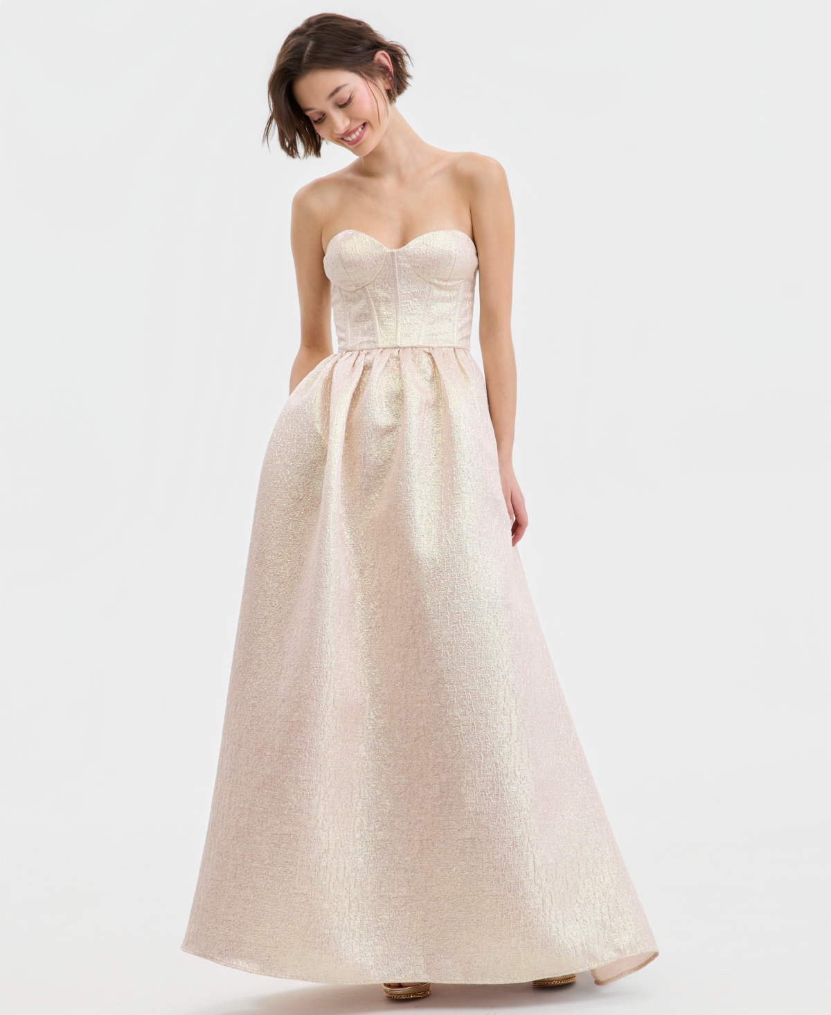 Click here for Violet Weekend Juniors Sweetheart-Neck Metallic Go... prices