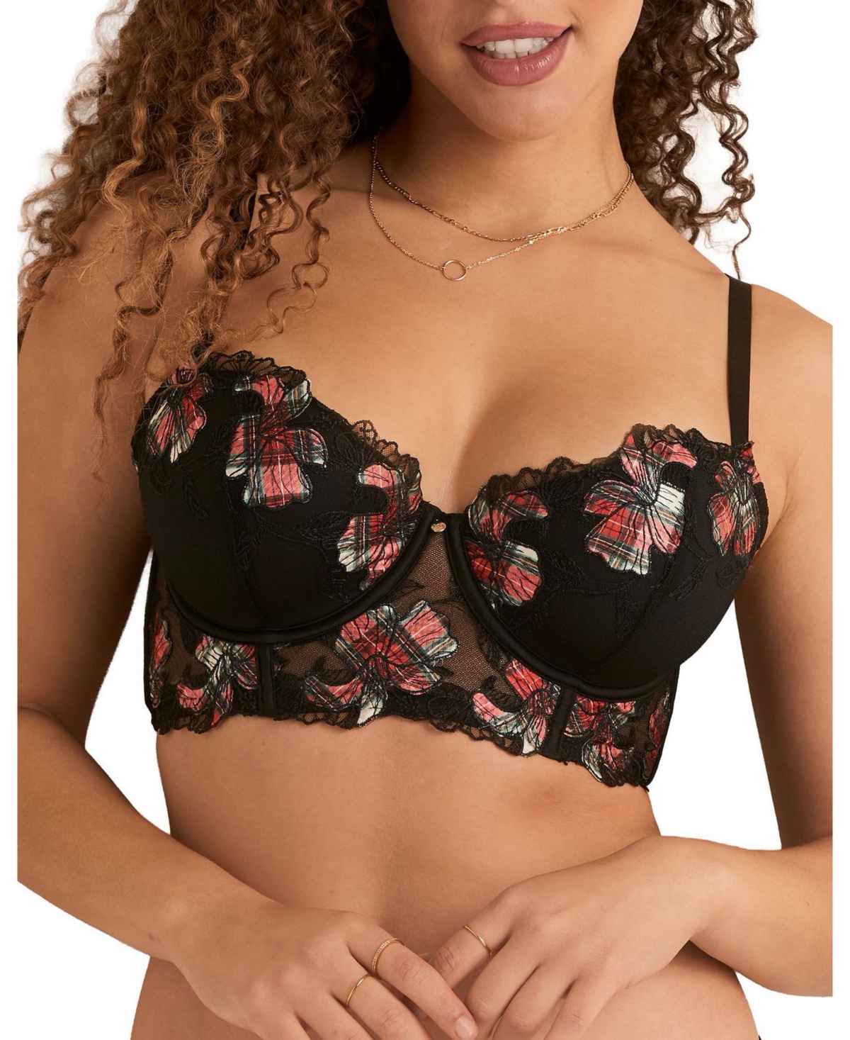 Click here for Adore Me Womens Carole Contour Demi Bra - Plaid bl... prices