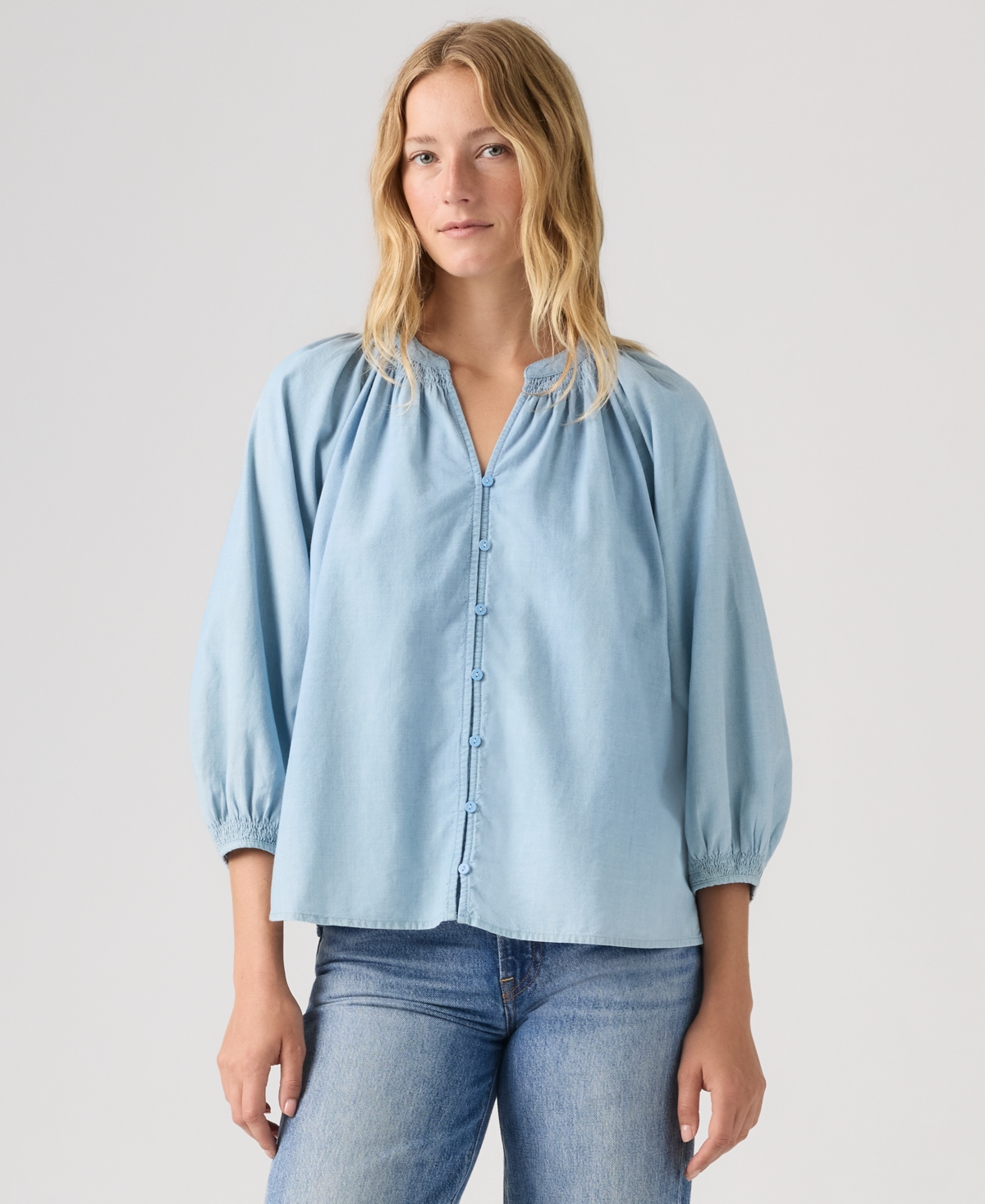 Click here for Levis Juniors Phoebe V-Neck Blouse - Soft Current prices
