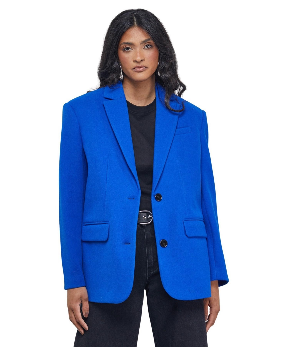 Click here for Warehouse Womens Oversized Blazer Coat - Dark blue prices