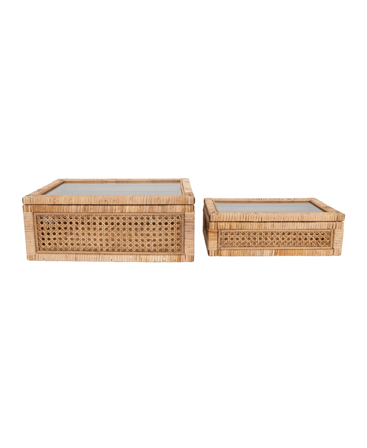Click here for Storied Home Woven Rattan and Wood Display Boxes w... prices