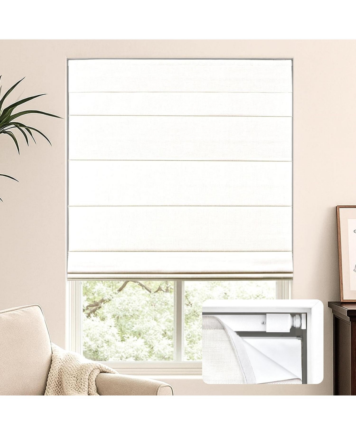 Click here for 44 in W Blackout Roman Shade Lightweight Fabric Bl... prices