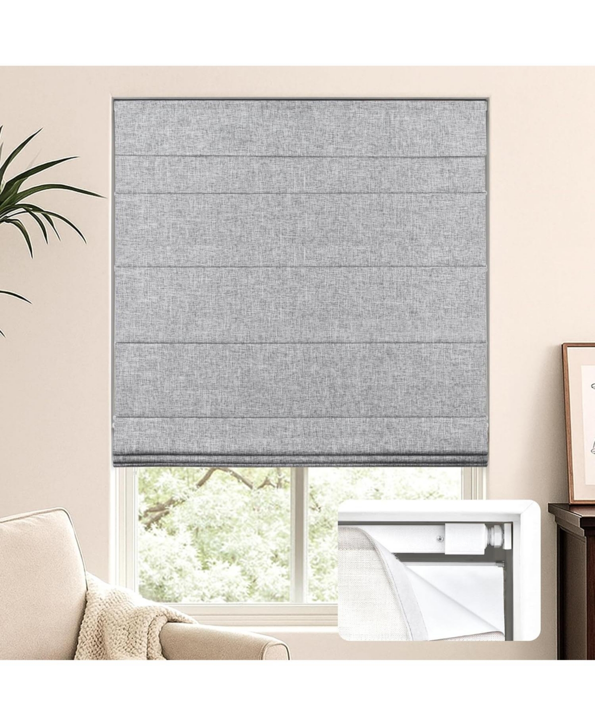 Click here for 44 in W Blackout Roman Shade Lightweight Fabric Bl... prices