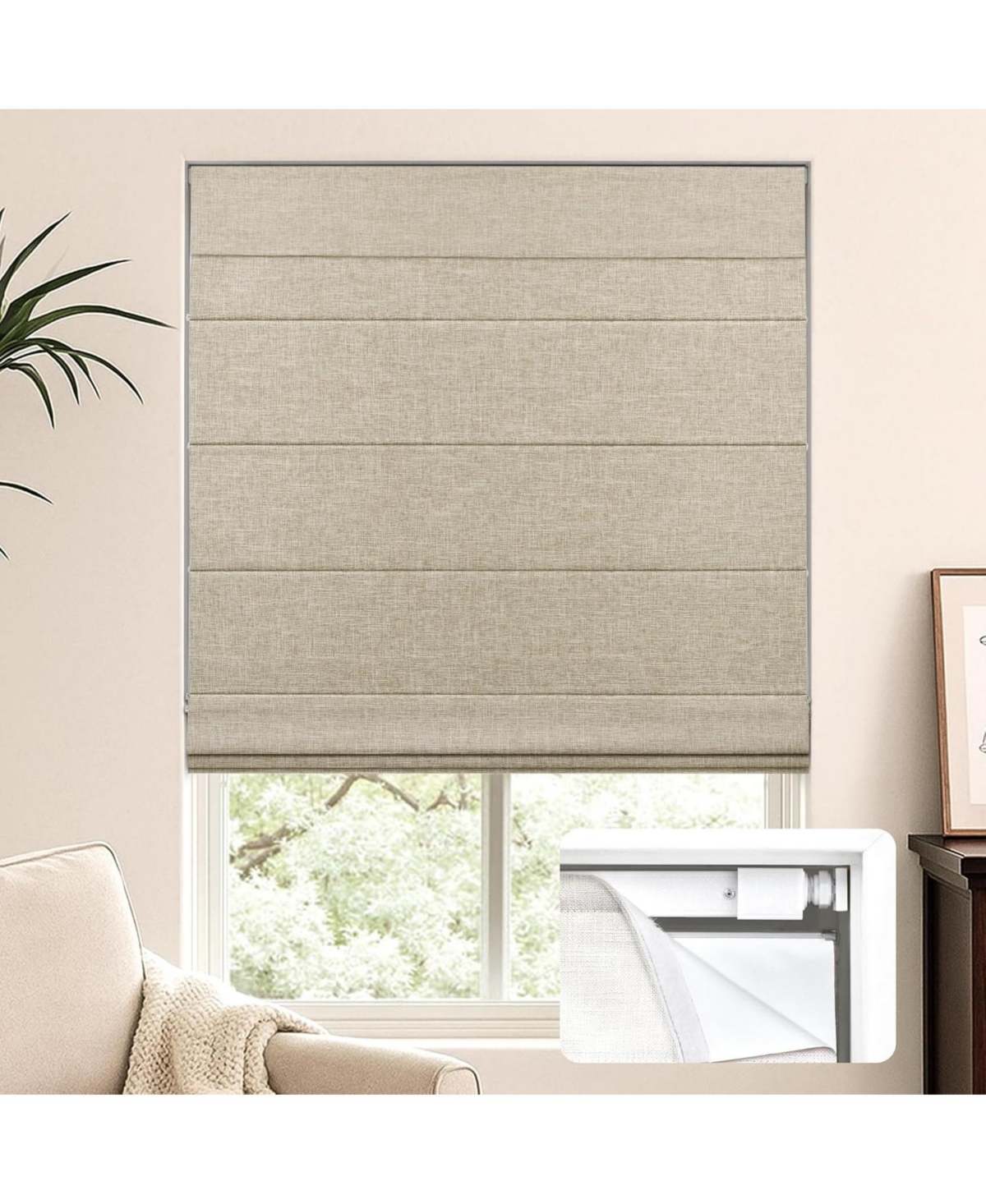 Click here for 44 in W Blackout Roman Shade Lightweight Fabric Bl... prices