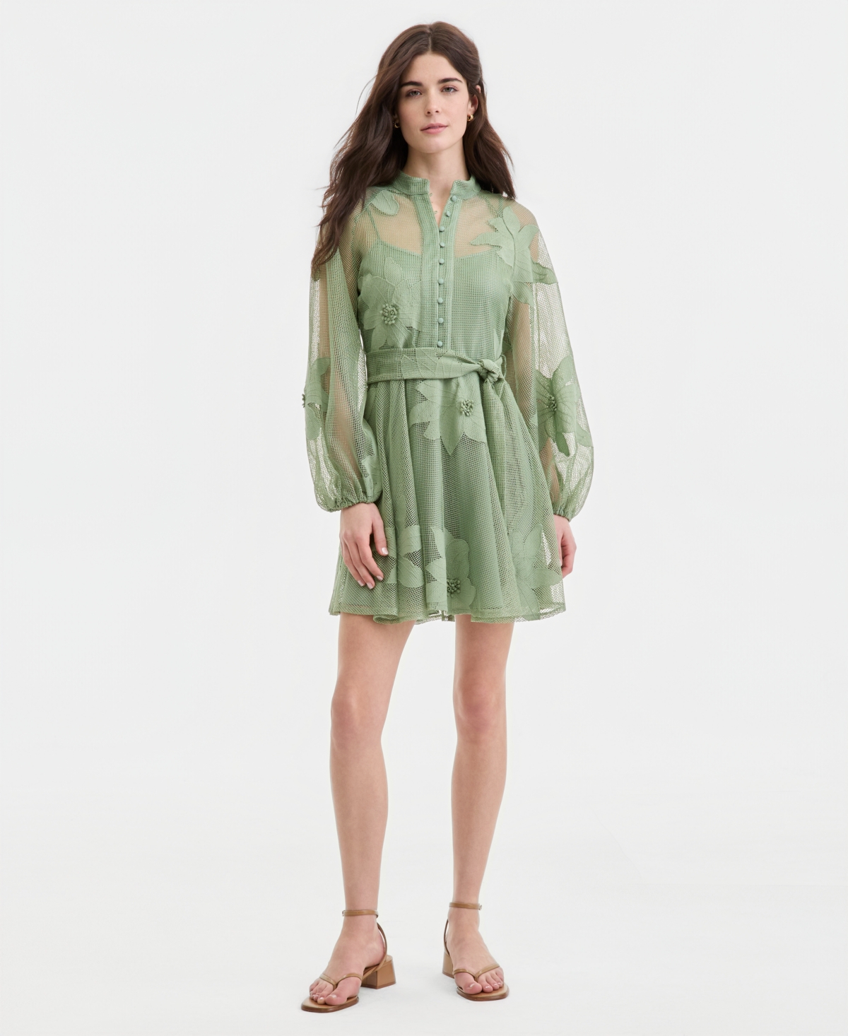 Click here for Seni & Cade Juniors Jacquard Mesh Dress - Sage prices