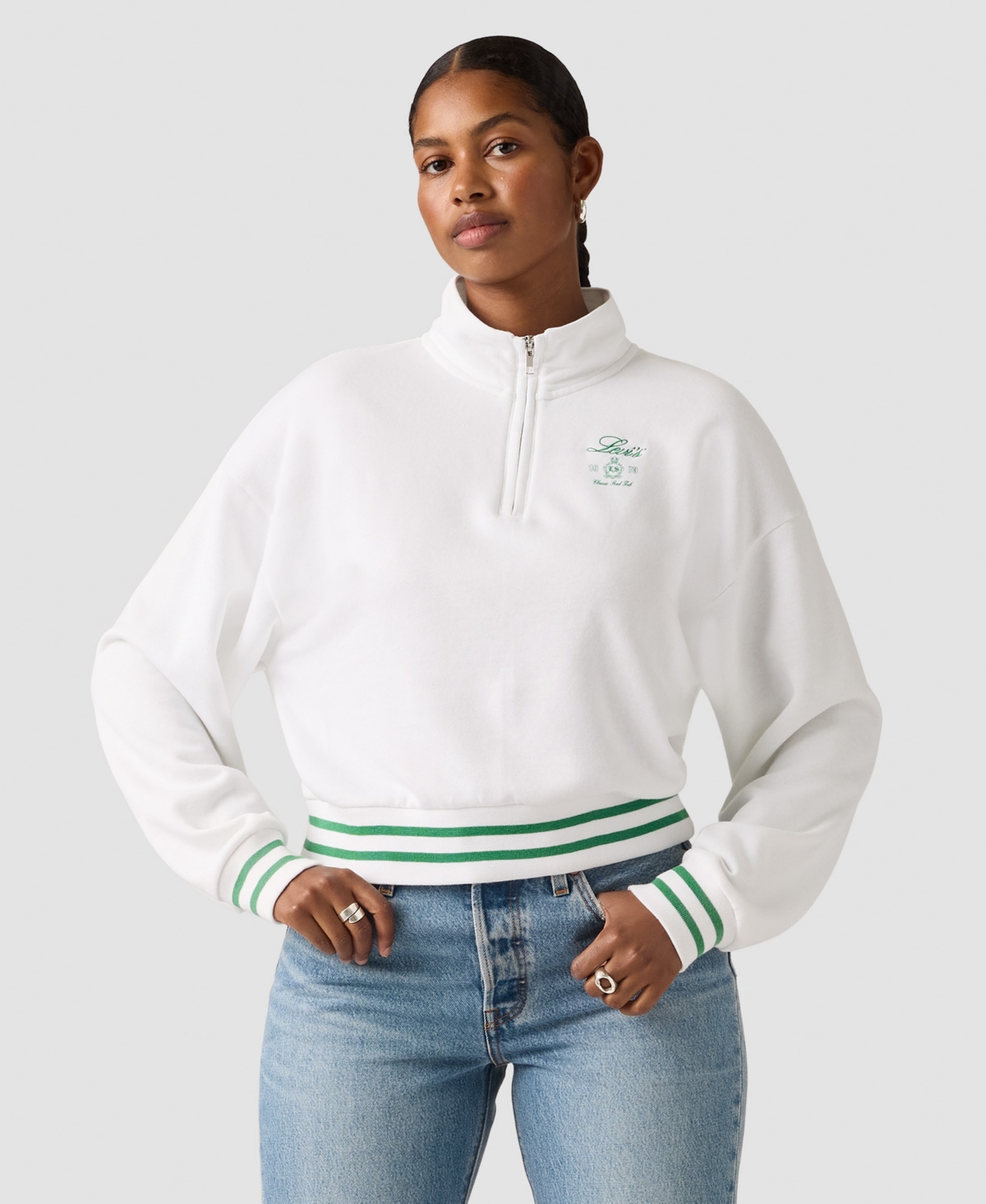 Click here for Levis Womens Crewneck Long-Sleeve Top - 1/4 Zip Cr... prices