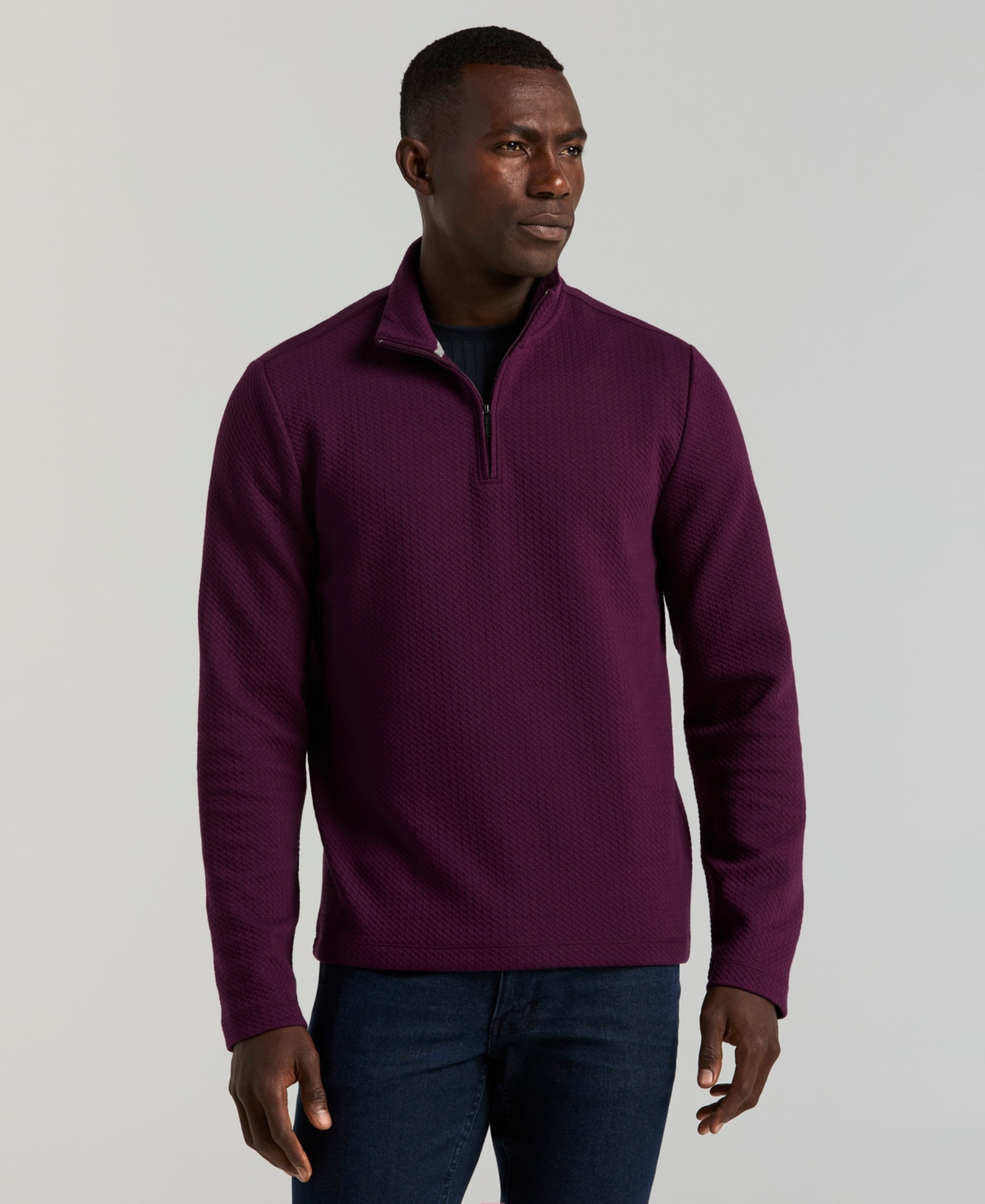 Click here for Perry Ellis Mens Long-Sleeve Textured Quarter-Zip... prices