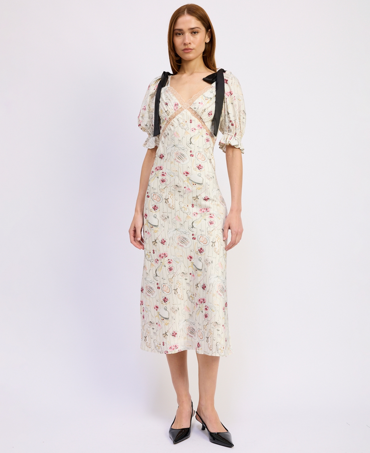 Click here for En Saison Womens V-Neck Short-Sleeve Midi Dress -... prices