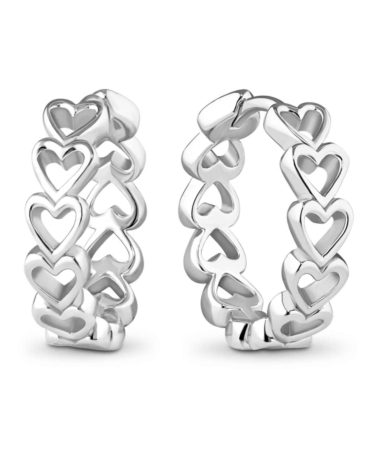Click here for Devata Open Heart Hoop Earrings in Rhodium Plated... prices