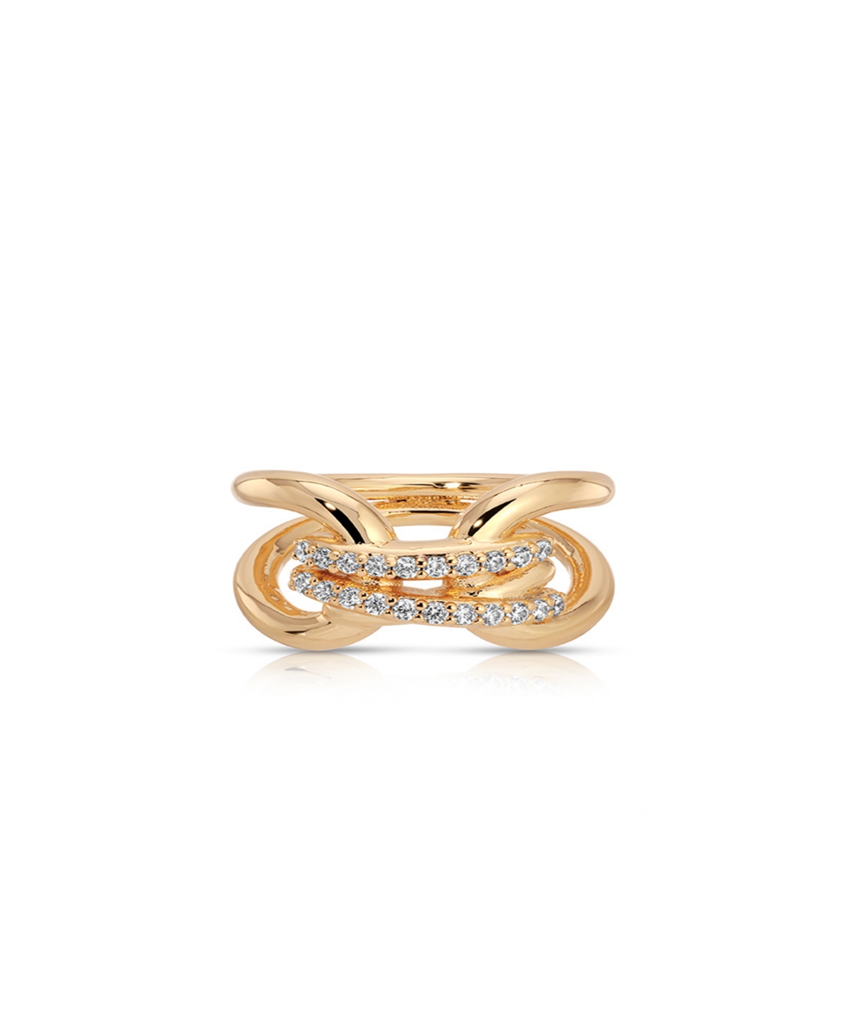 Click here for Ettika Gold Plated Double Sparkle Ring - Gold prices