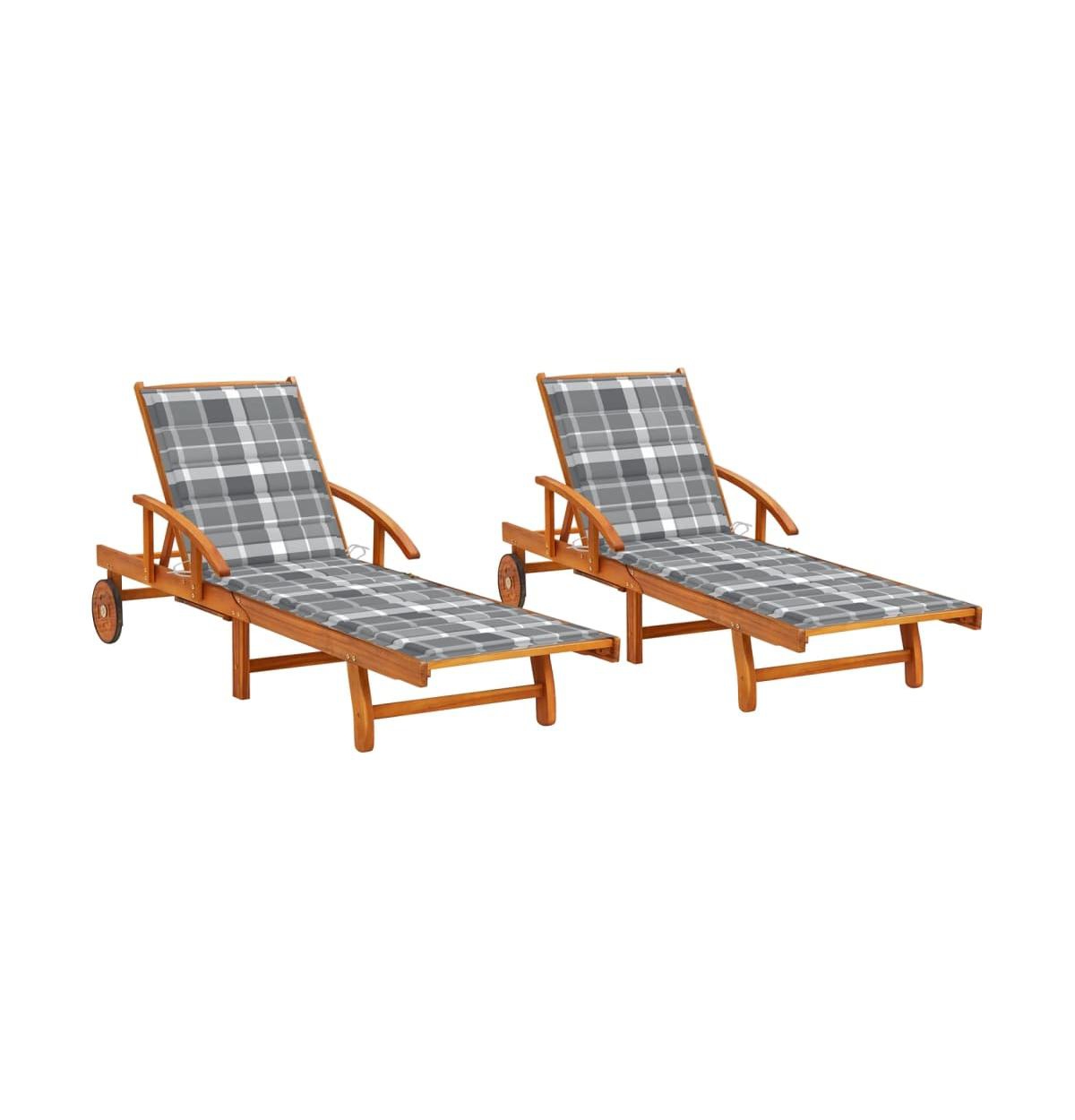 Click here for vidaXL Sun Loungers 2 pcs with Cushions Solid Wood... prices