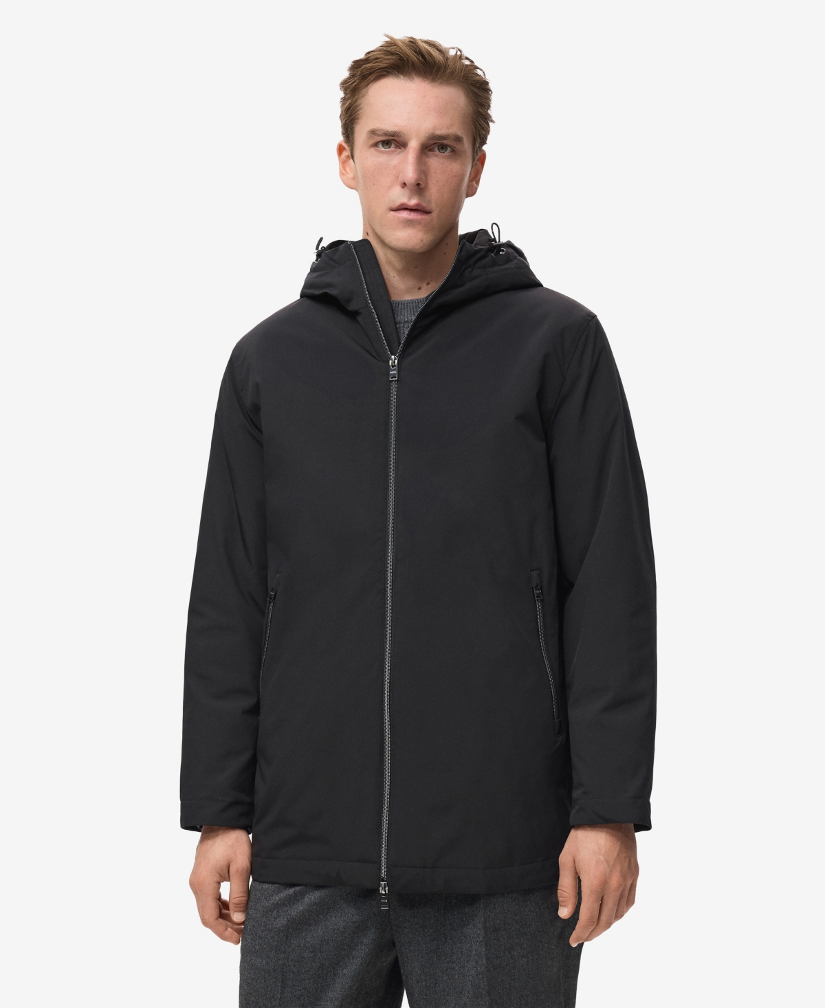 Click here for Mango Mens Water-Repellent Hooded Parka - Black prices