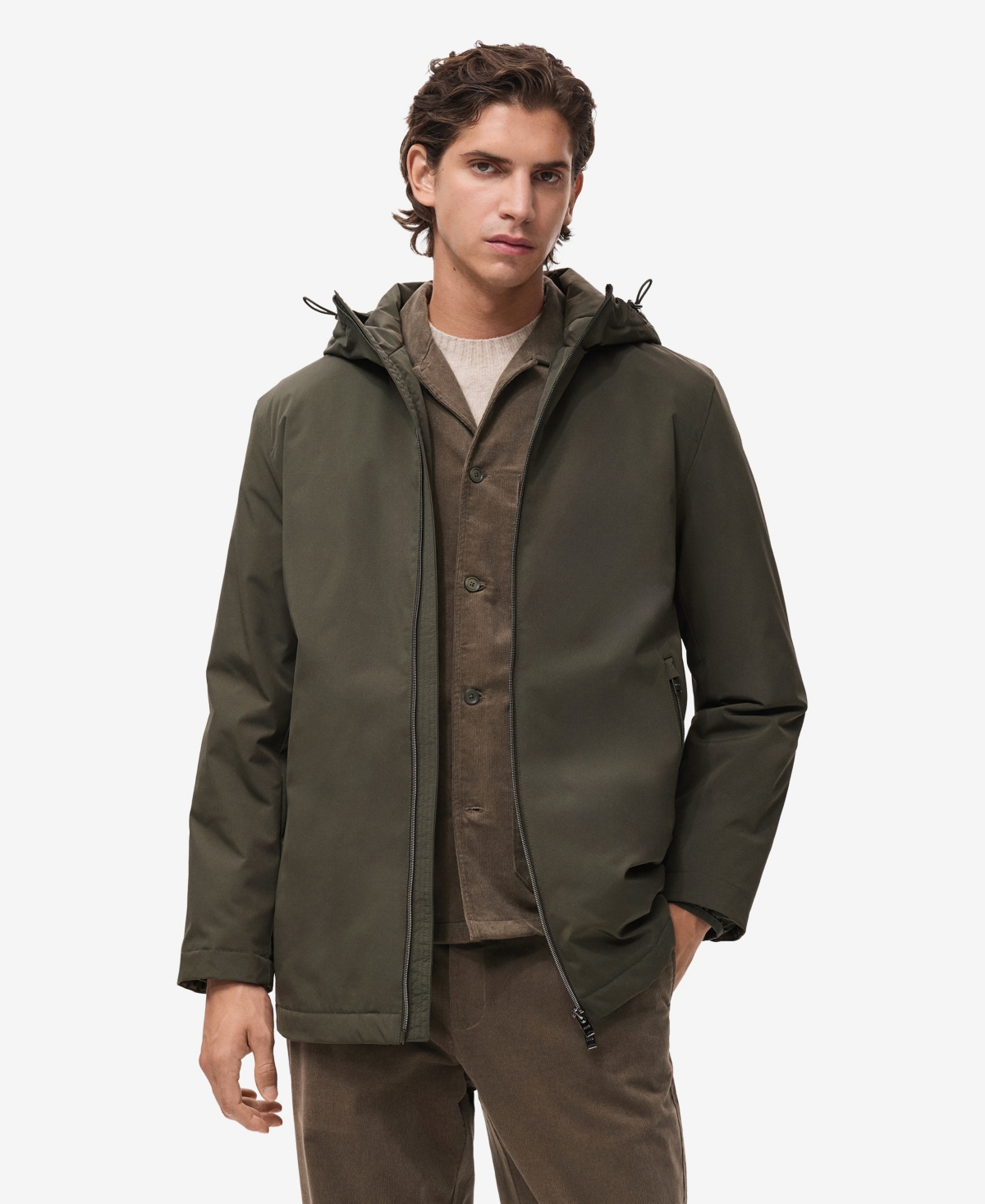 Click here for Mango Mens Water-Repellent Hooded Parka - Dark Gre... prices