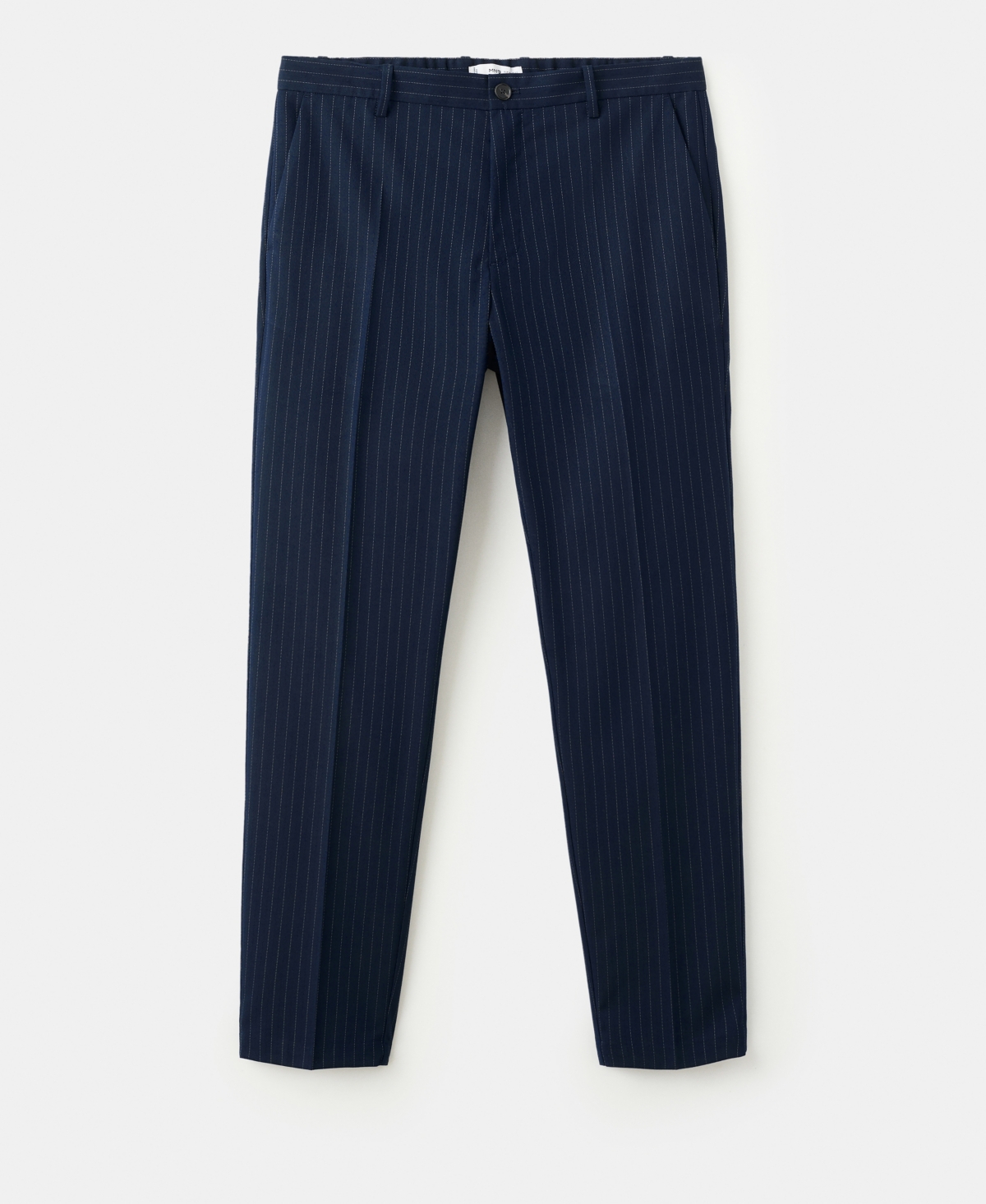 Click here for Mango Mens Striped Slim-Fit Pants - Night Blue prices