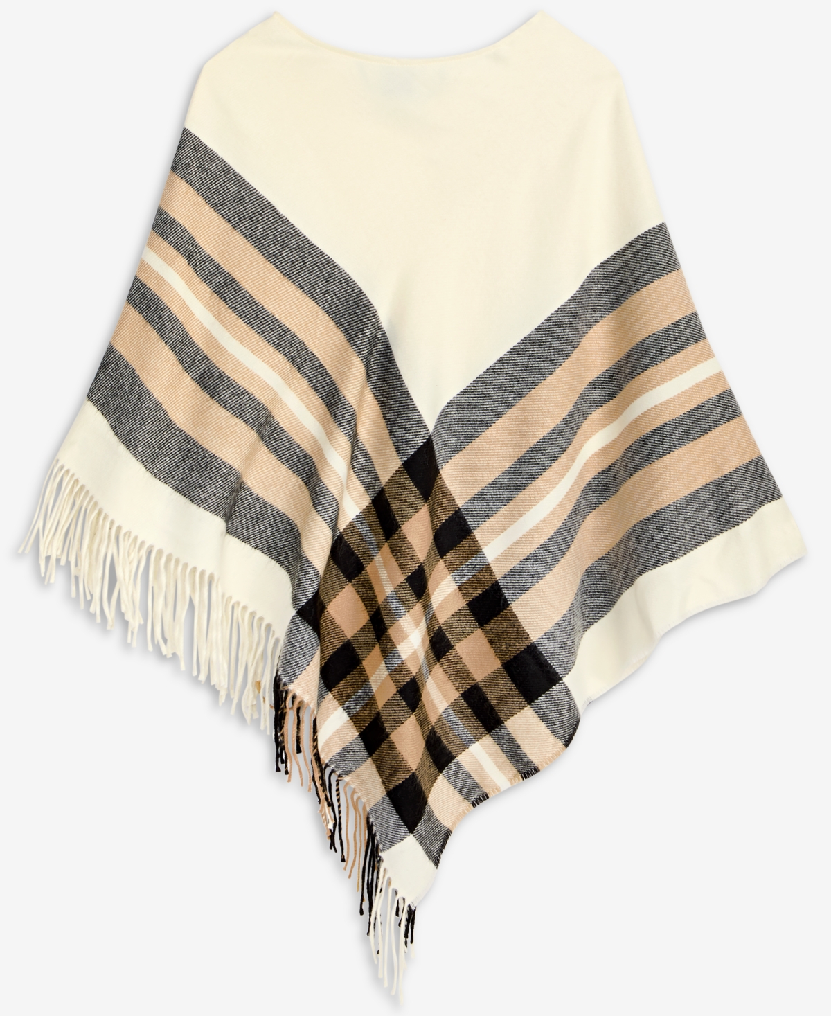 Click here for Fraas Womens Boucle Fringe-Trim Poncho - Ivory prices