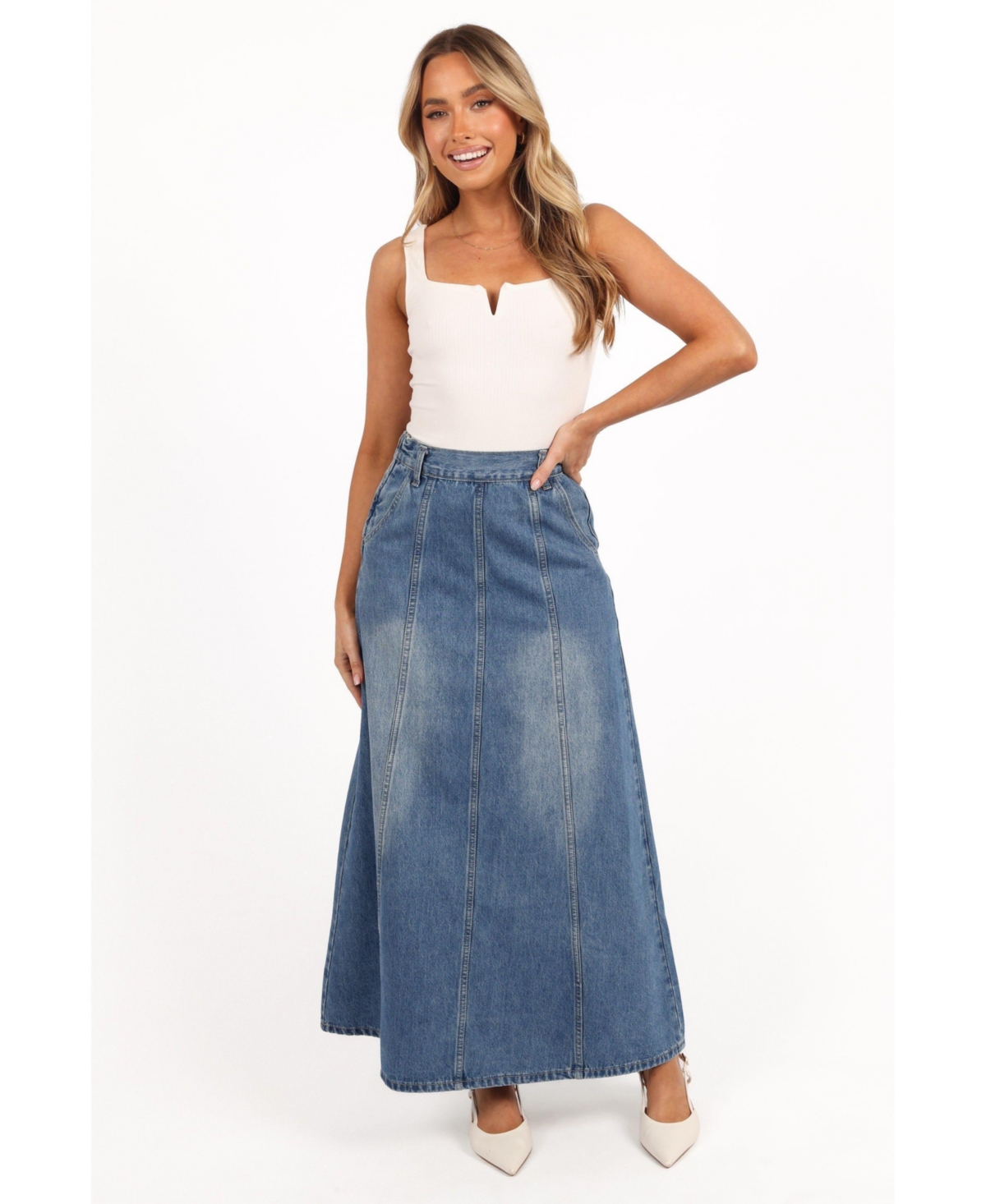 Click here for Petal and Pup Womens Gwen Denim Skirt - Blue prices