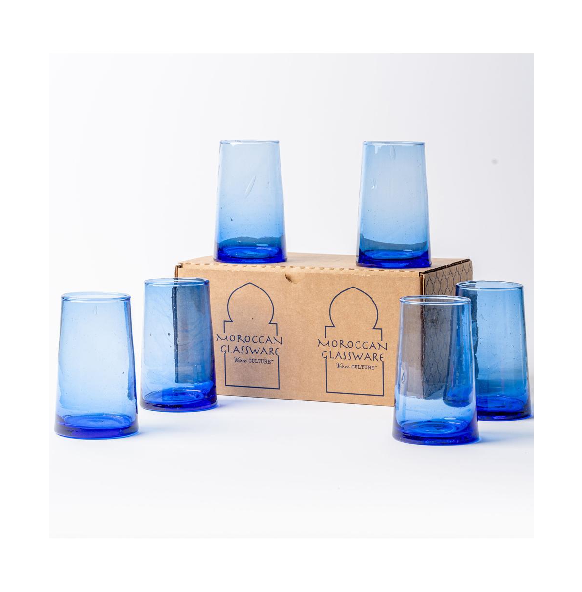 Click here for Verve Culture Blue Cone Glass Large - Set of 6 - b... prices