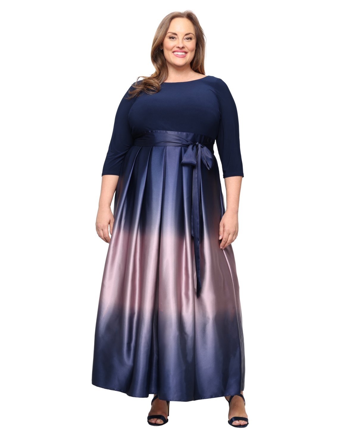Click here for Sl Fashions Plus Size Ombre Ballgown - Navy/mauve prices