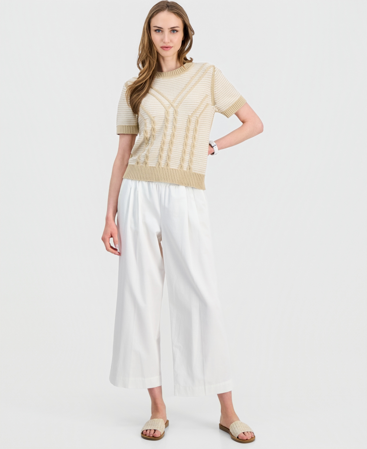 Click here for Nautica Jeans Womens Pleated Twill Wide-Leg Pants... prices