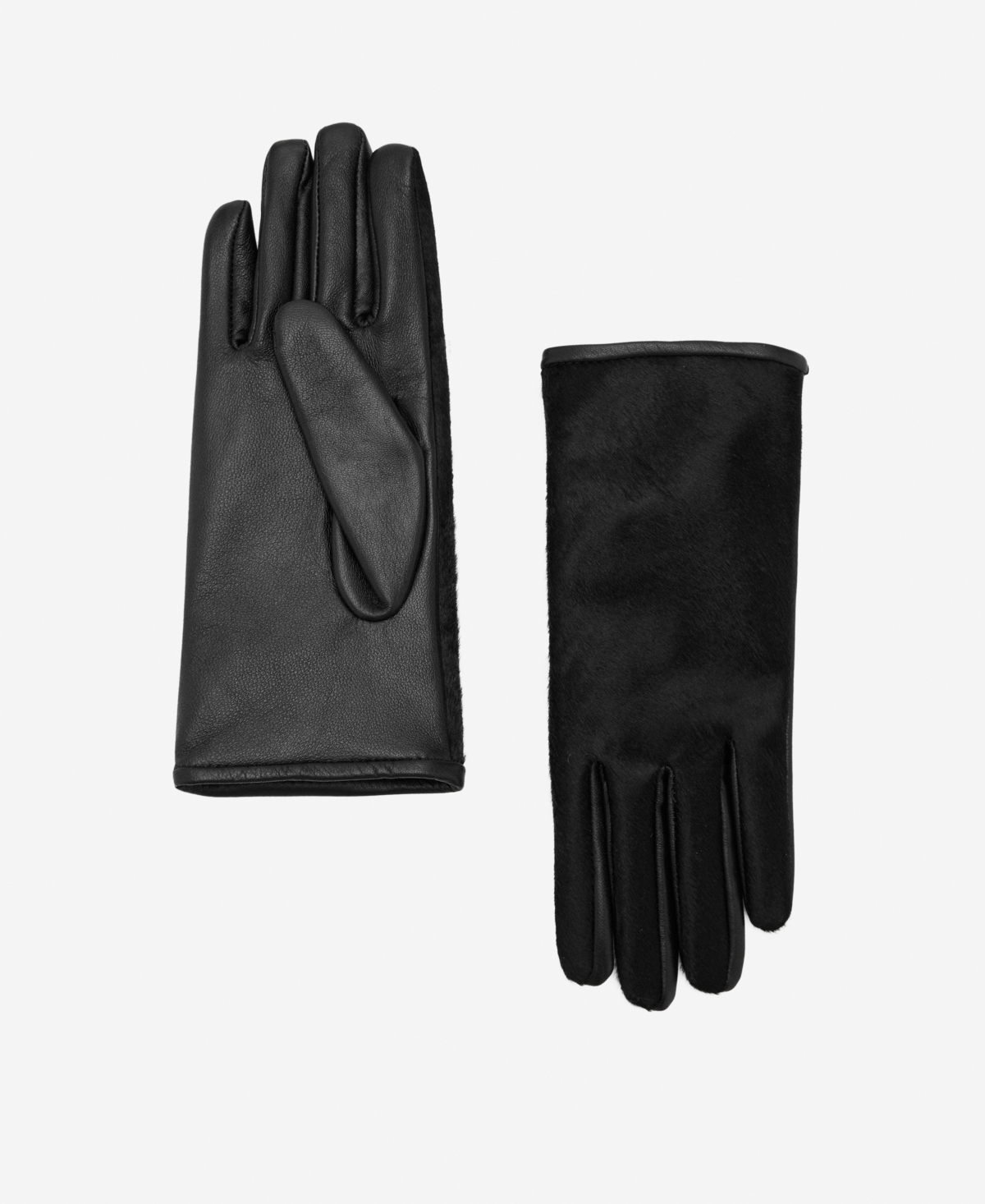 Click here for Mango Womens Leather And Fur-Effect Gloves - Black prices