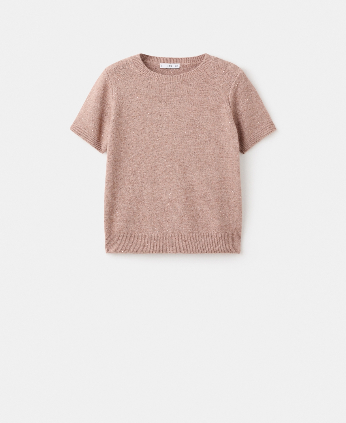 Click here for Mango Womens Short-Sleeved Lurex Sweater - Nude prices