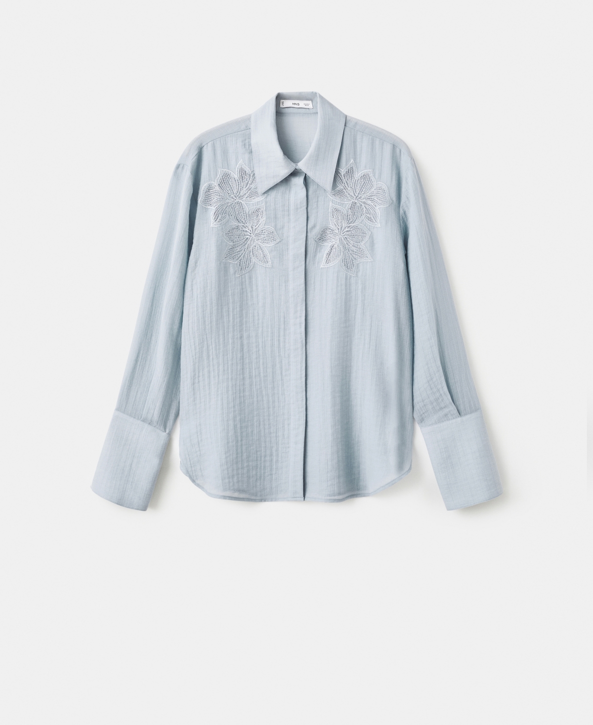 Click here for Mango Womens Embroidered Lyocell Blouse - Blue prices