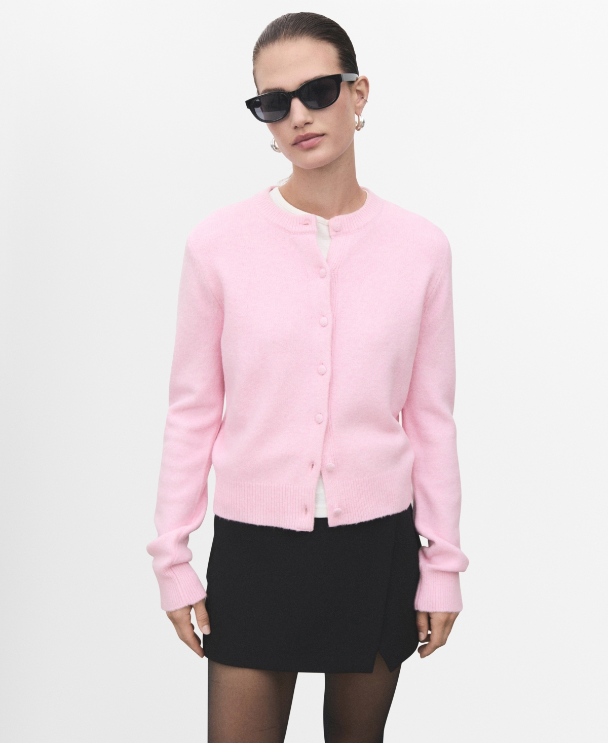 Click here for Mango Womens Knitted Button Cardigan - Pink prices