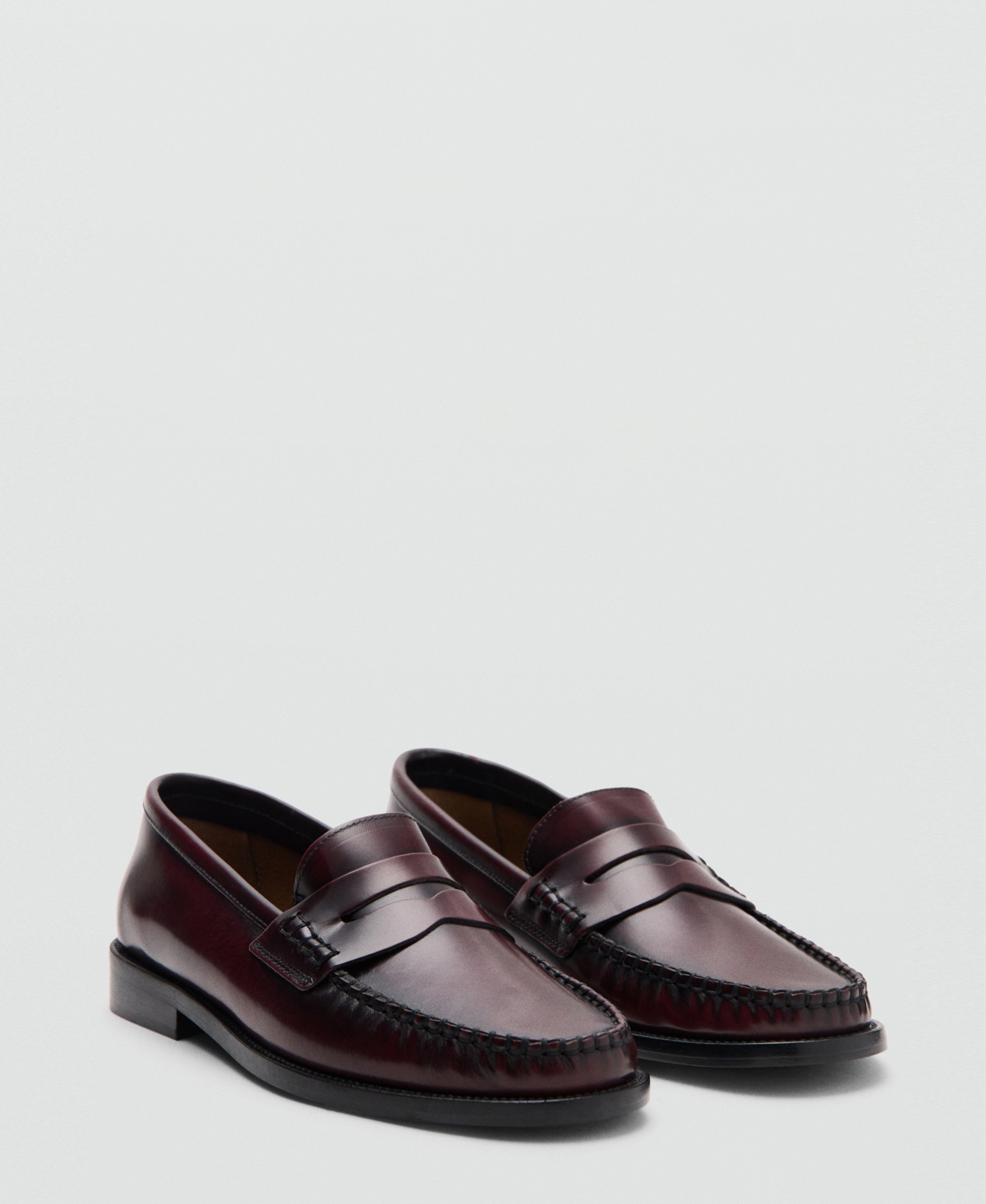 Click here for Mango Womens Gathered Leather Moccasins - Burgundy prices