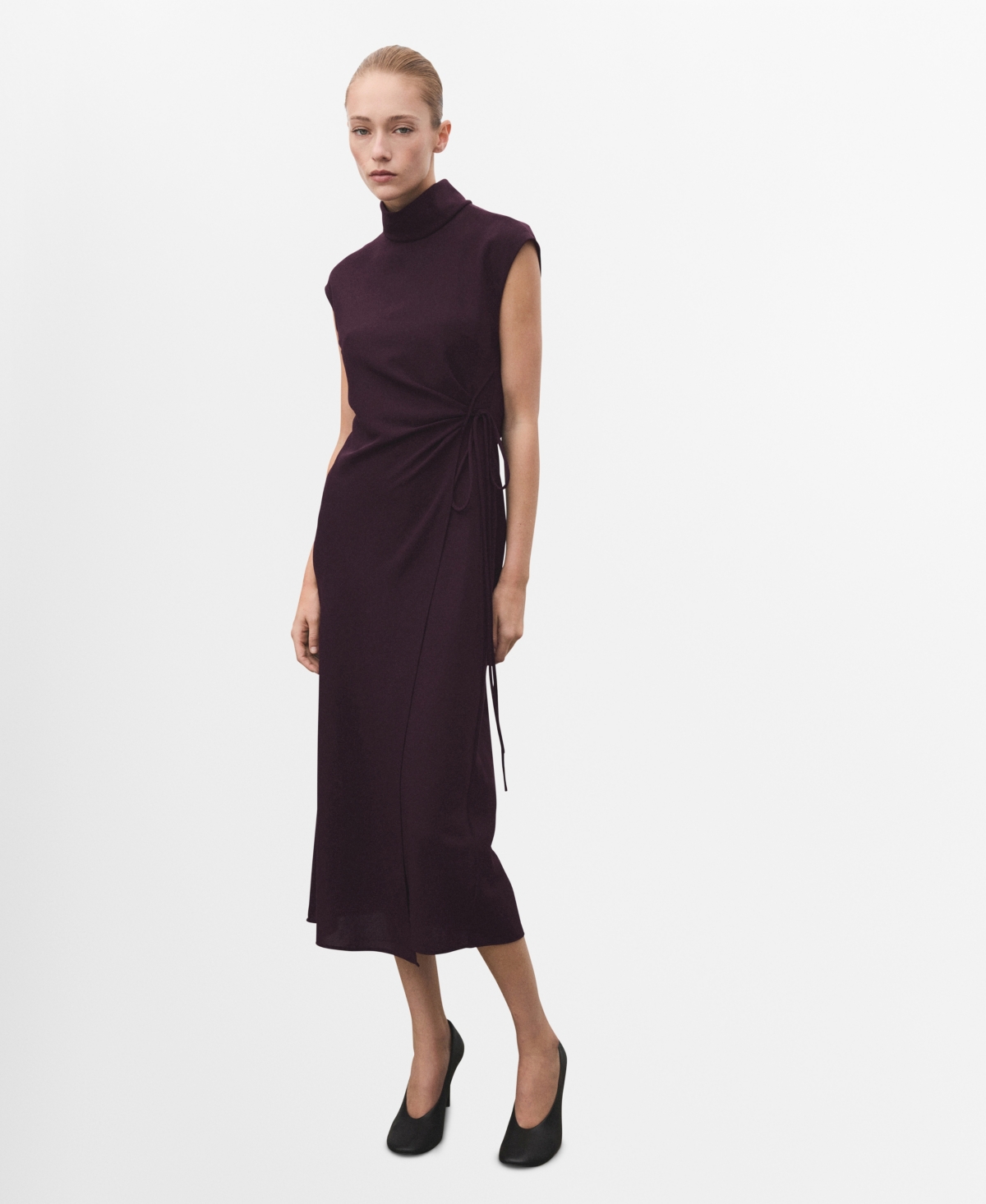Click here for Mango Womens Turtleneck Wrap Dress - Purple prices