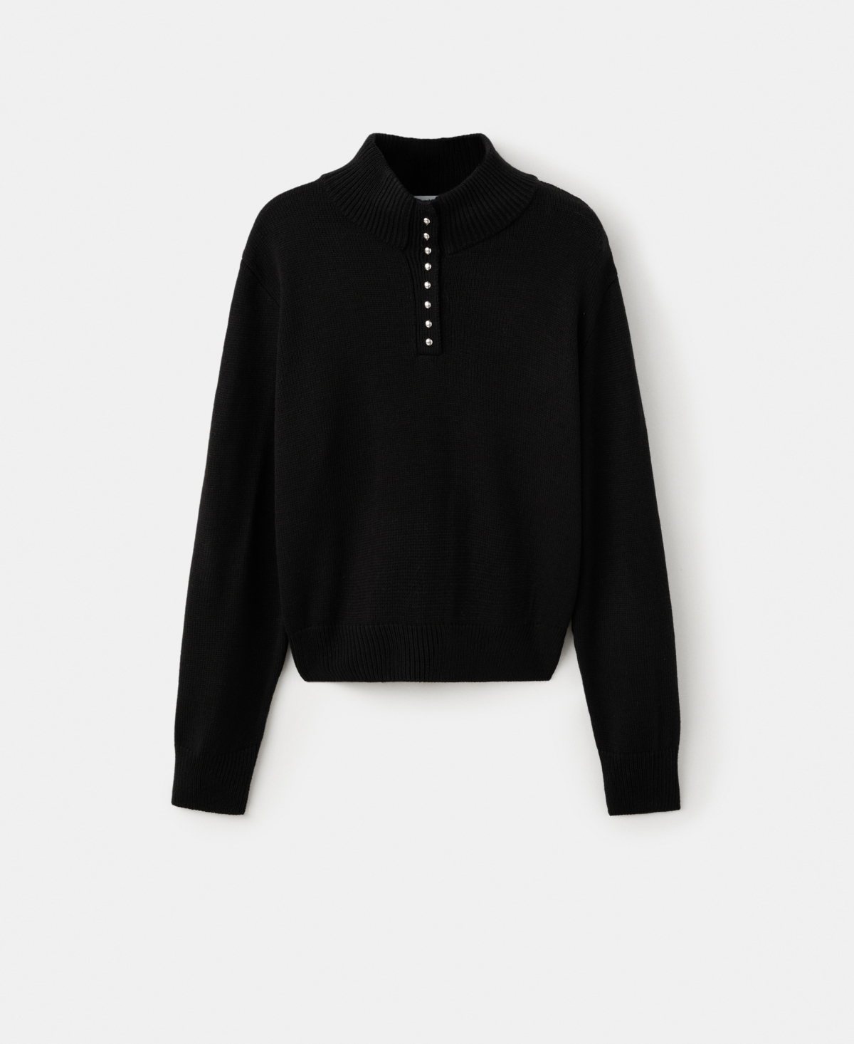 Click here for Mango Womens Perkins-Neck Button Sweater - Black prices